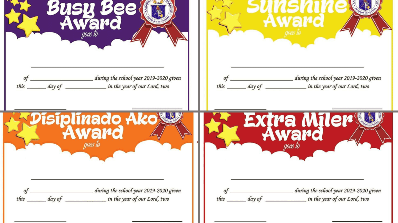 Award Certificate for Notable Pupils | EOSY 2019-2020