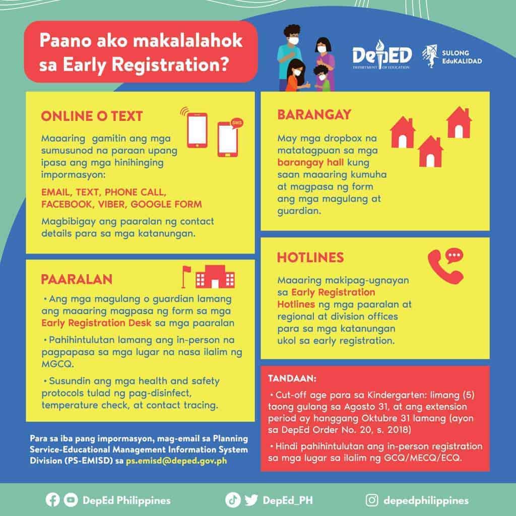 DepEd Early Registration For School Year 2021 2022 DepEd Early Registration For School Year 2021 2022