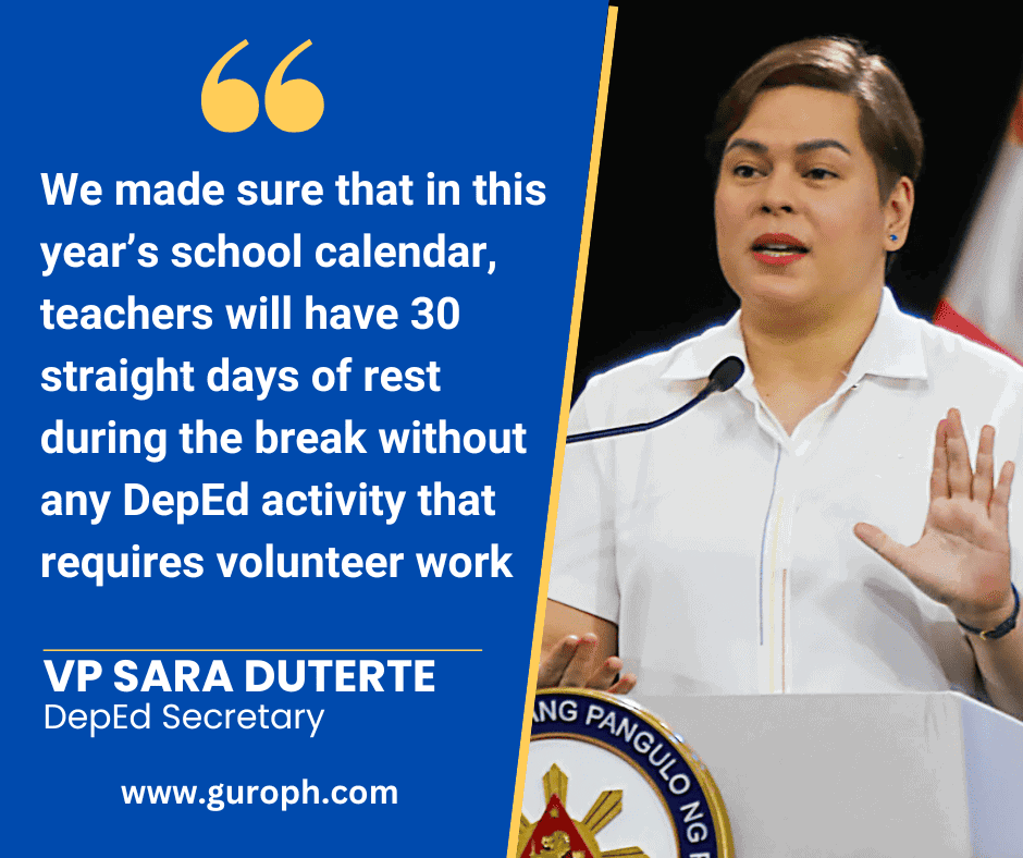 DepEd Grants Teachers 30-Day straight Break this School Year